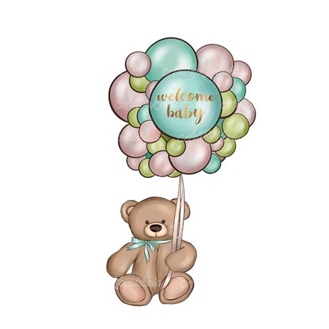 Teddy Bear Clipart Cute Teddy Bear PNG Baby Shower Clipart Digital