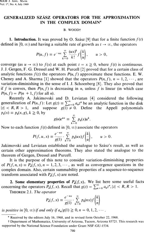 generalized szász operators for the approximation in the complex domain siam journal on