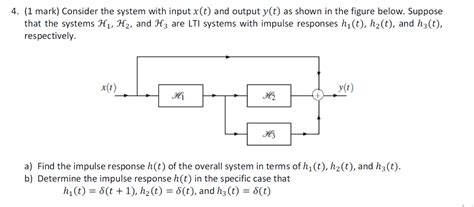 Solved 4 1 Mark Consider The System With Input X T And Chegg