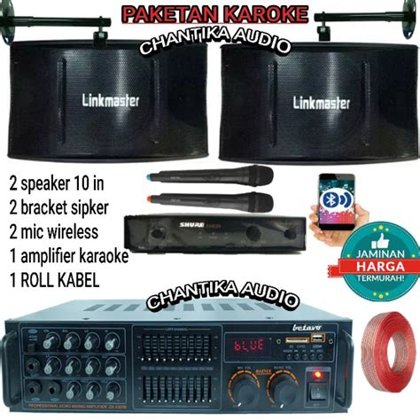 Jual PAKET SOUND SYSTEM KARAOKE SPEAKER LINKMASTER AMPLIFIER KARAOKE