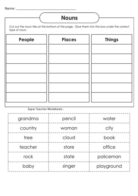 Printable Worksheets On Nouns