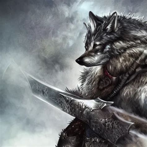 Anthropomorphic Wolf Knight Wearing Fantasy Armor Stable Diffusion