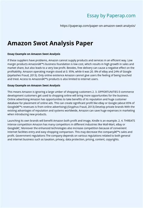 Swot Analysis Paper Example