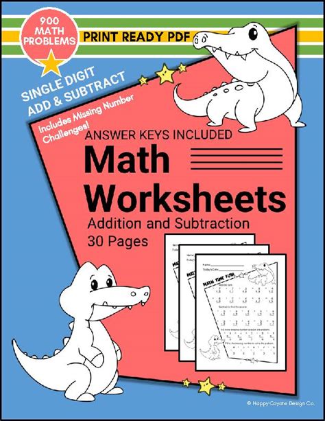 Missing Number Addition Worksheets