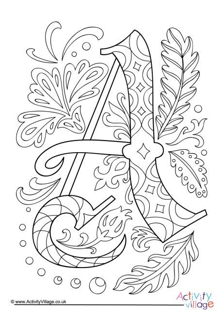Illuminated Letter A Colouring Page