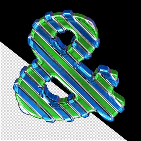 Símbolo verde con tiras diagonales azules Archivo PSD Premium