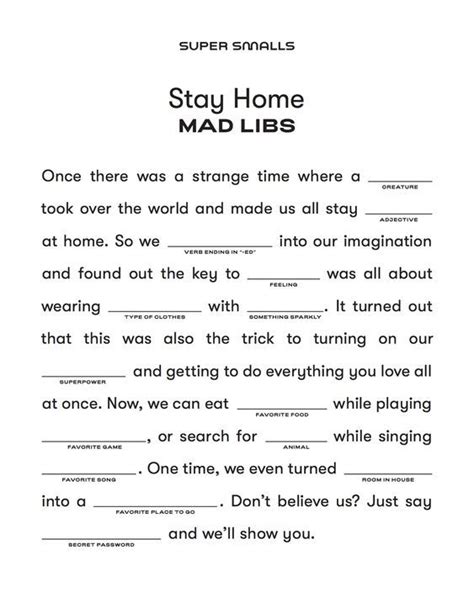 Mad Libs Activity Sheets