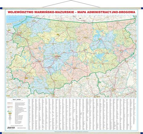 WARMIŃSKO MAZURSKIE 2019 MAPA ŚCIENNA ADM DROG 7956888579