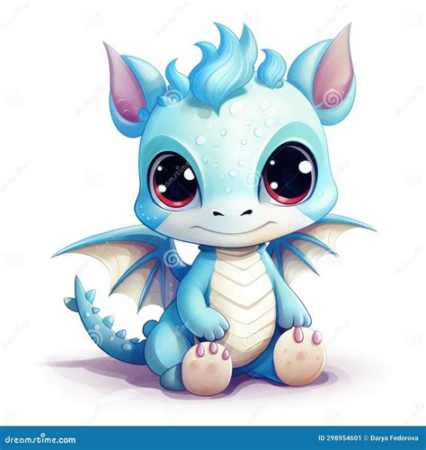 Cute Cartoon 3d Character Dragon On White Background Stock Illustration