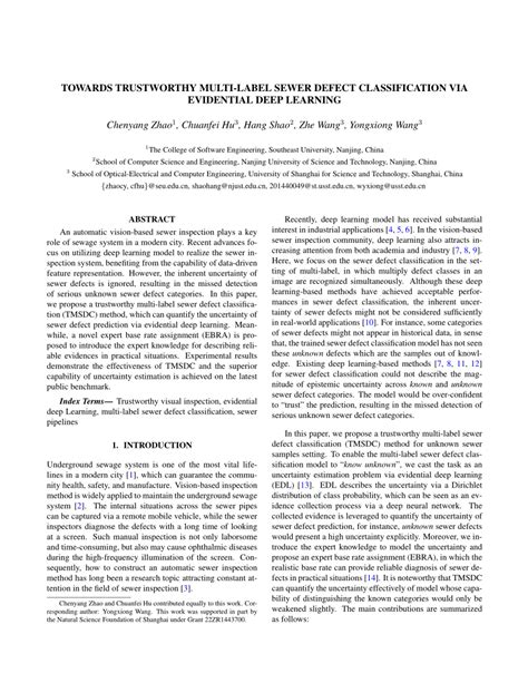 pdf towards trustworthy multi label sewer defect classification via evidential deep learning