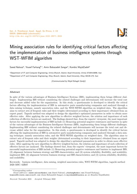 pdf mining association rules for identifying critical factors affecting the implementation of