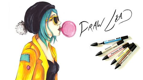 Dessin feutres alcool PROMARKER Chewing gum Draw Léa Dessin