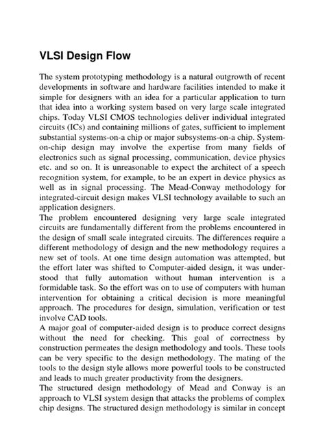 vlsi design flow pdf very large scale integration logic synthesis