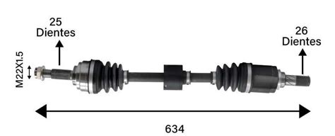 FLECHA HOMOCINETICA NISSAN MARCH 4L 1 6 LTS 2019 2021 LADO IZQUIERDO
