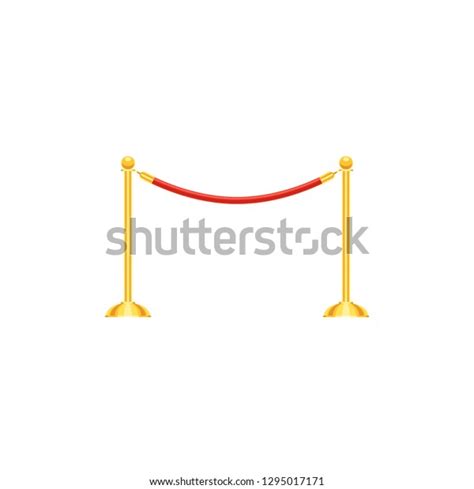 Golden Barricade Red Rope Rope Barrier Stock Vector Royalty Free