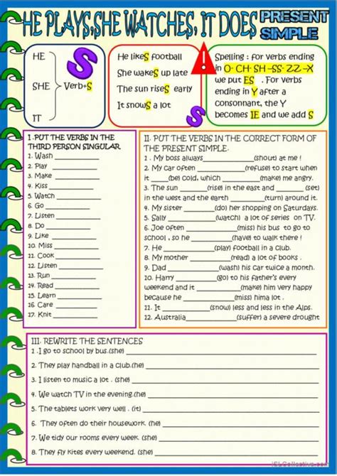 324 Third Person Singular English ESL Worksheets Pdf Doc
