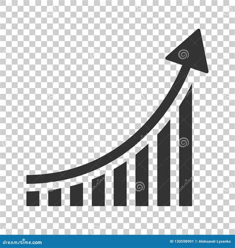 Growing Bar Graph Icon In Flat Style Increase Arrow Vector