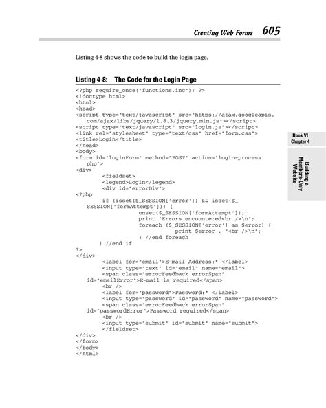 php mysql javascript html5 all in one for dummies 64 book vi chapter 4 building a members only