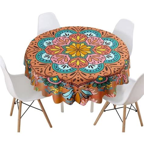 Highdi Nappe Ronde Anti Tache Impermeable 3D Décoration Tissu De Table