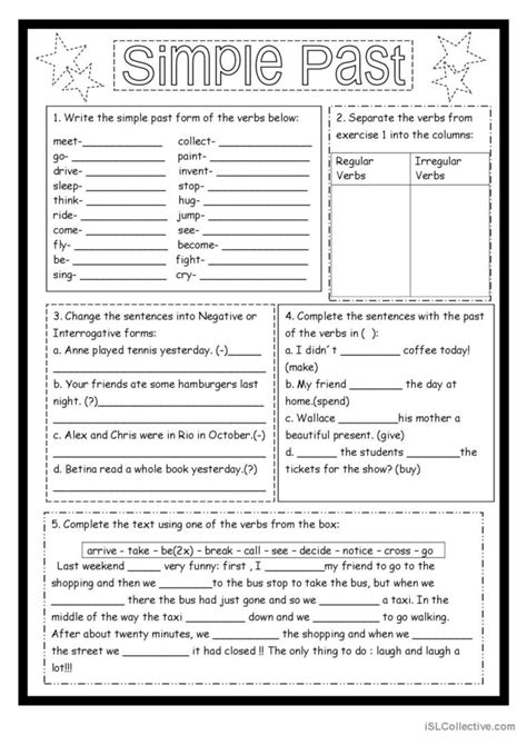 Simple Past General Grammar Practice Fran Ais Fle Fiches Pedagogiques