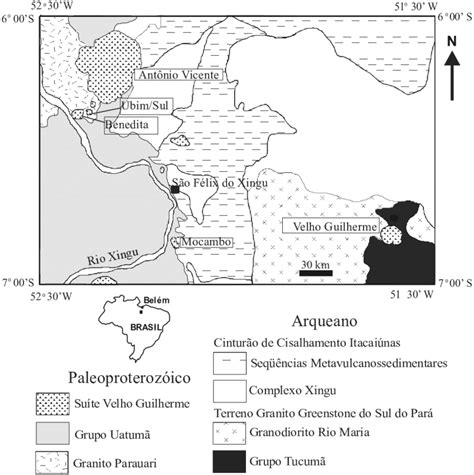 Mapa geológico simplificado da Folha SB 22 Y B Folha São Félix do
