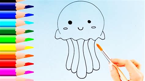How To Draw Jellyfish Very Easy Step By Step With Colour Jellyfish
