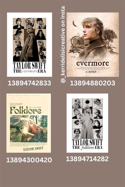 Folklore And Evermore Bloxburg Decals Roblox Image Ids Pic Code