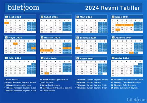 2024 Resmi Tatiller Bayram Tatili Takvimi Bilet