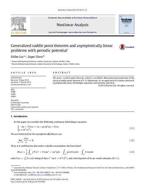 pdf generalized saddle point theorem and asymptotically linear problems with periodic