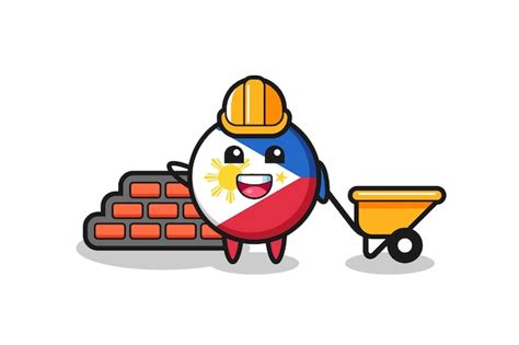 Personaje De Dibujos Animados De La Insignia De La Bandera De Filipinas