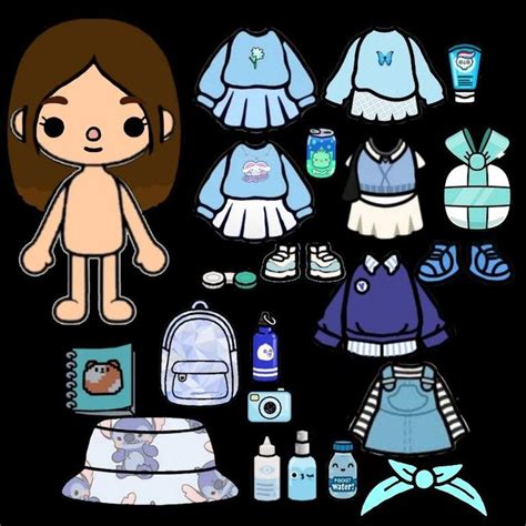 Toca Boca Paper Doll Blue Girl Paper Dolls Paper Doll Template