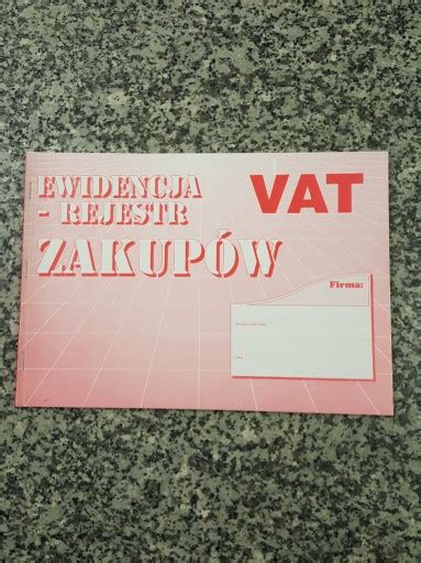 Druk Ewidencja Rejestr Zakup W Vat Dokument Mogilno Kup Teraz Na