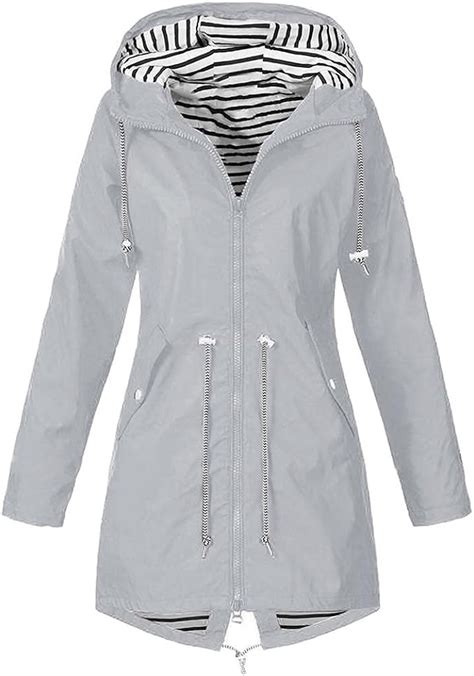 Veste De Pluie Femmes Imperméable avec Capuche Sport Manteau Grande