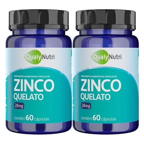 Kit 2X Zinco Quelato 28mg 60 Cápsulas QualyNutri OtimaNutri
