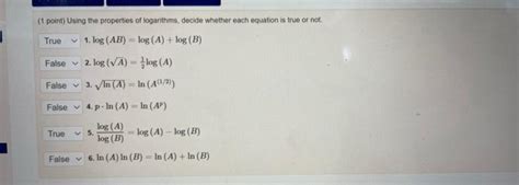 solved 1 point using the properties of logarithms decide