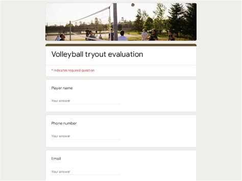 Free Volleyball Tryout Evaluation Form Template For Google Forms