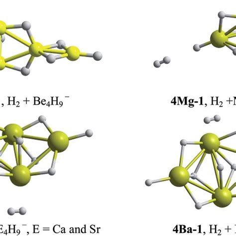 Lowest energy structures for the E 4 H 11 À E ¼ Be Mg Ca Sr and Ba