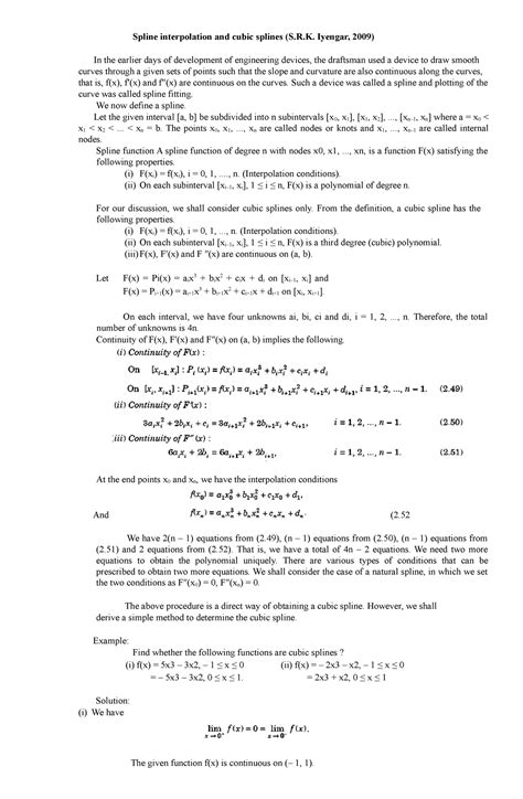 spline interpolation and cubic splines s r k iyengar 2009 spline interpolation and cubic