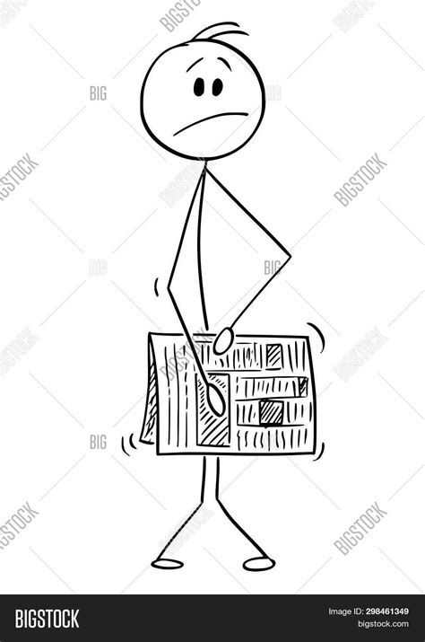 Cartoon Stick Figure Drawing Conceptual Illustration Of Naked Man Hiding And Covering His Crotch