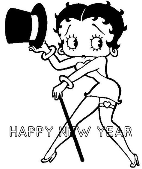 Betty Boop New Year Coloring Page