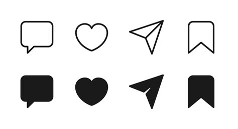 Collection Of Icon Comment Like Share And Save Vector Illustration