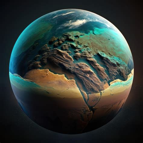 Una Pintura Digital De Un Planeta Con El Centro De La Misma Foto Premium