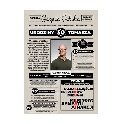 URODZINY 50 PREZENT ORYGINALNY ŚMIESZNY GAZETA dla faceta mężczyzny