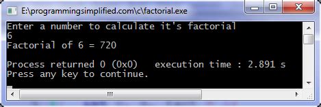 Factorial Program In C Programming Simplified