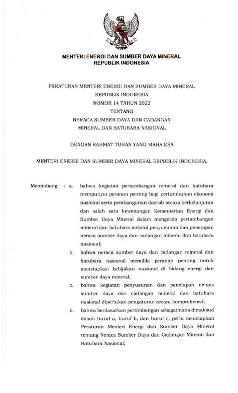 Peraturan Menteri Energi Dan Sumber Daya Mineral No Tahun