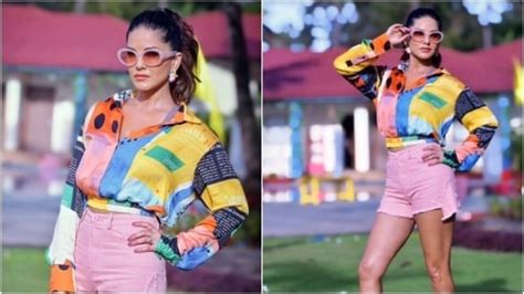 Sunny Leone In Multicoloured Top Shorts Is A Splash Of Colours On Instagram Fashion Trends