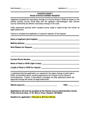 Fillable Online Chaves County Road Status Change Request Fax Email