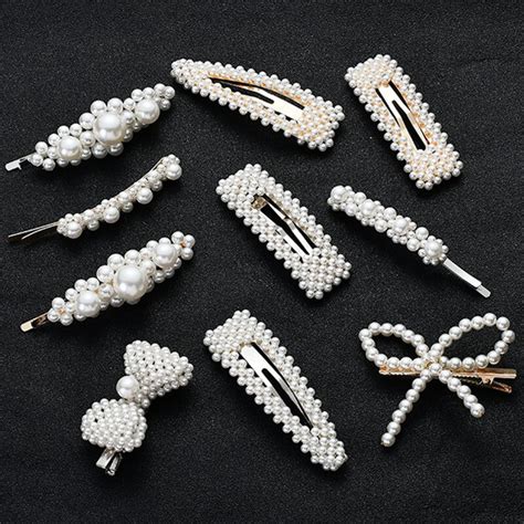 Moda kadın tam inci saç klipleri yapış Barrette tokası tokalar saç