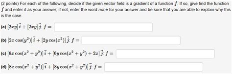 solved for each of the following decide if the given vector