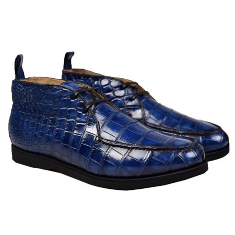KITON Blue Leather Crocodile Boots CONB IsuiT